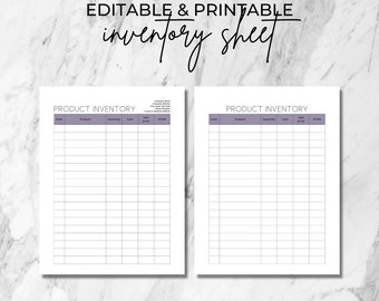 Inventory Tracker, Small Business Form, Editable Template, Editable ...