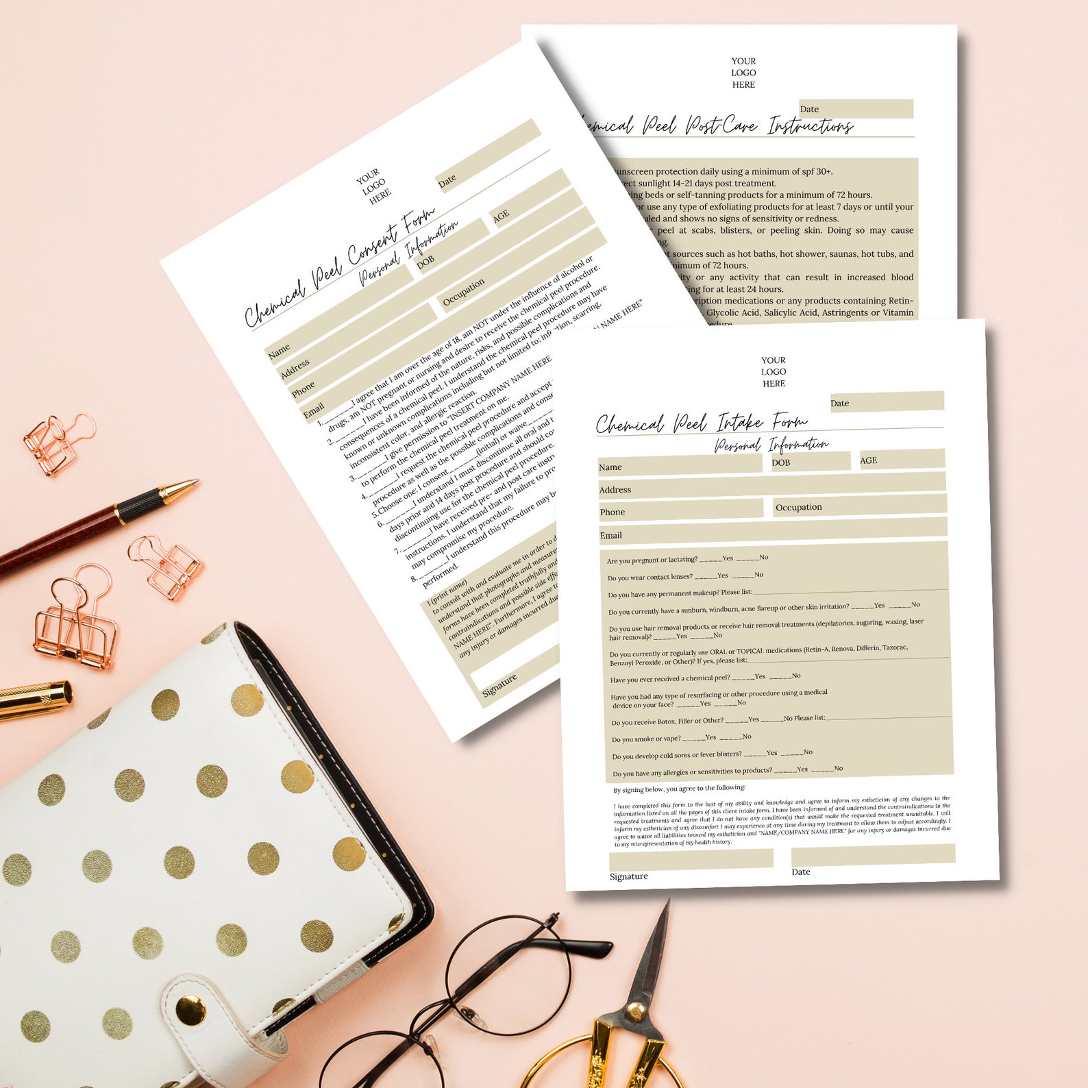 Chemical Peel Intake Consent Aftercare Form I DIY Editable - Etsy