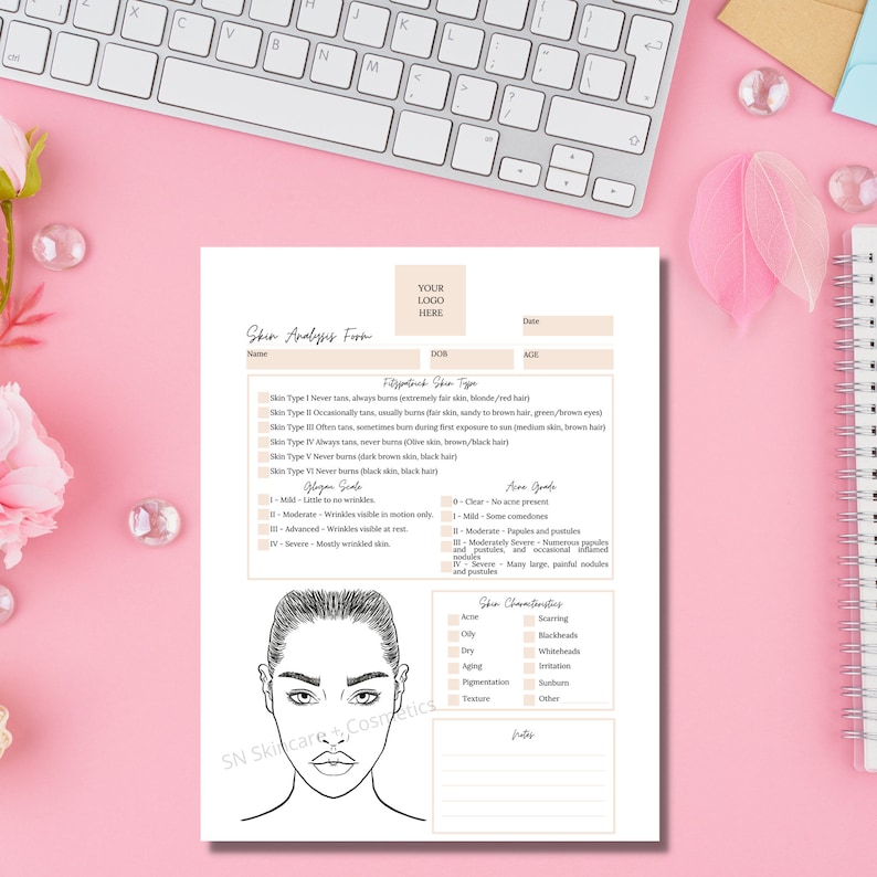 Skin Analysis Form With Face Chart I Skin Consultation I DIY - Etsy Canada