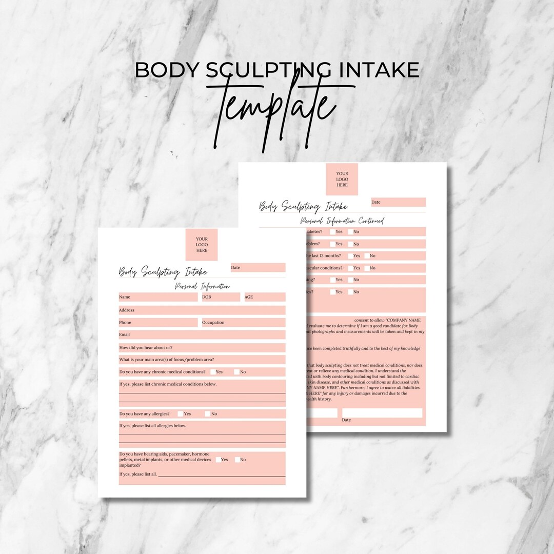 Buy Body Sculpting Contouring Intake Health History Forms, DIY Editable ...