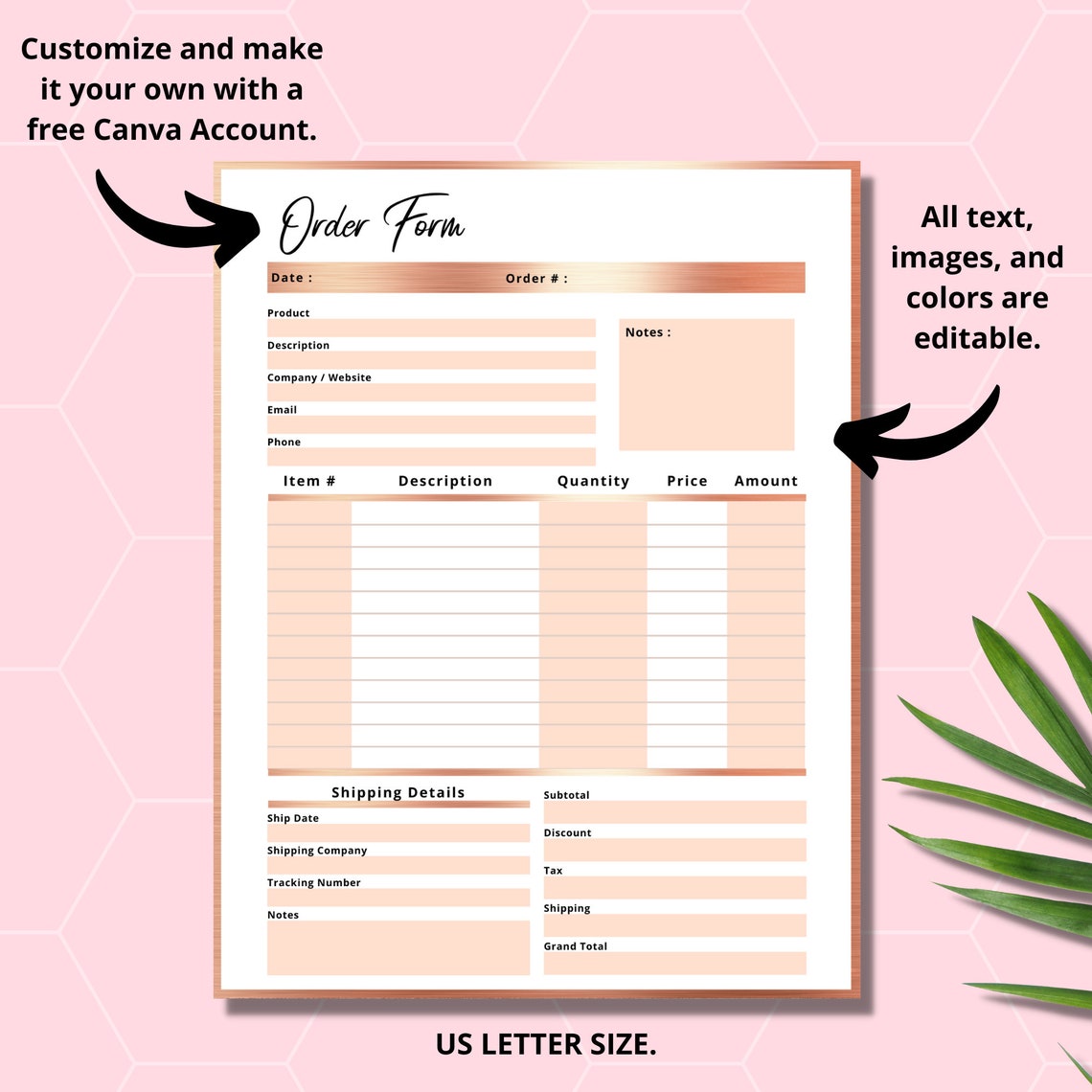 Editable Order Form Template I Custom Order Form Template I - Etsy