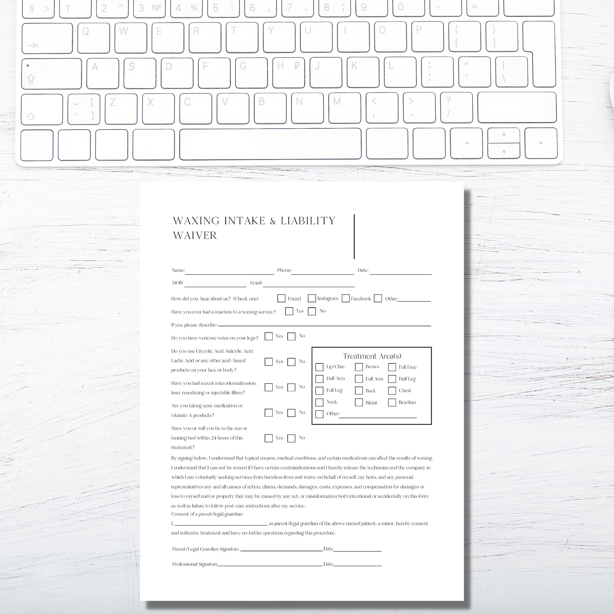 Waxing Intake and Liability Waiver Form With Parental Consent - Etsy