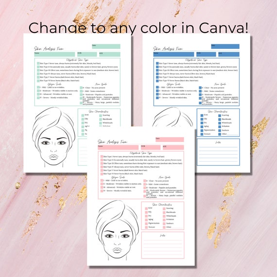 Skin Analysis Form I DIY Editable Printable Page Canva Face, 56% OFF