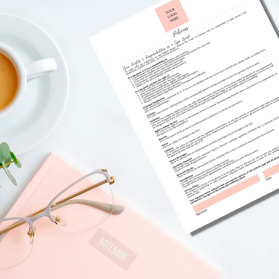 Spa Policies Form I DIY Editable Printable Canva Template I - Etsy