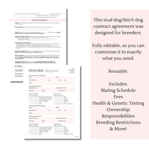 Stud Dog Contract Agreement, Canine Breeding (canva Template) - Etsy