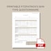 Fitzpatrick Skin Type Questionnaire Form, Printable PDF for Esthetician ...