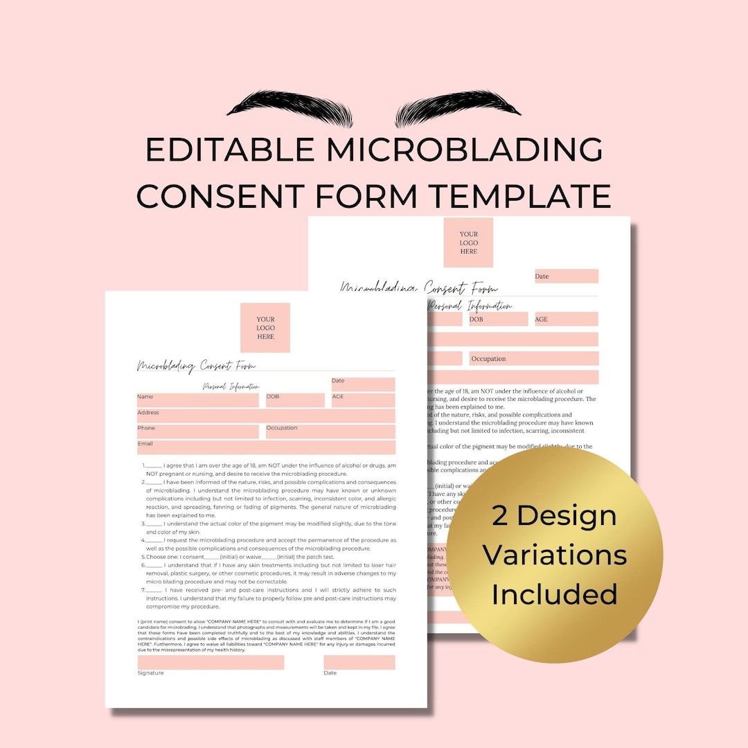 Microblading Consent Form, DIY Editable Printable 1 Page Canva Template ...
