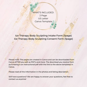 Editable Ice Therapy Body Sculpting Consultation Forms (canva Template ...