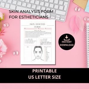 Printable Skin Analysis Form, Facial Treatment Notes Form, Esthetician ...