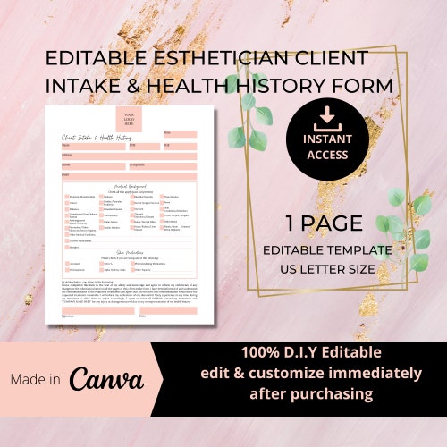 Radio Frequency Intake & Consent Form I DIY Editable Canva - Etsy Canada