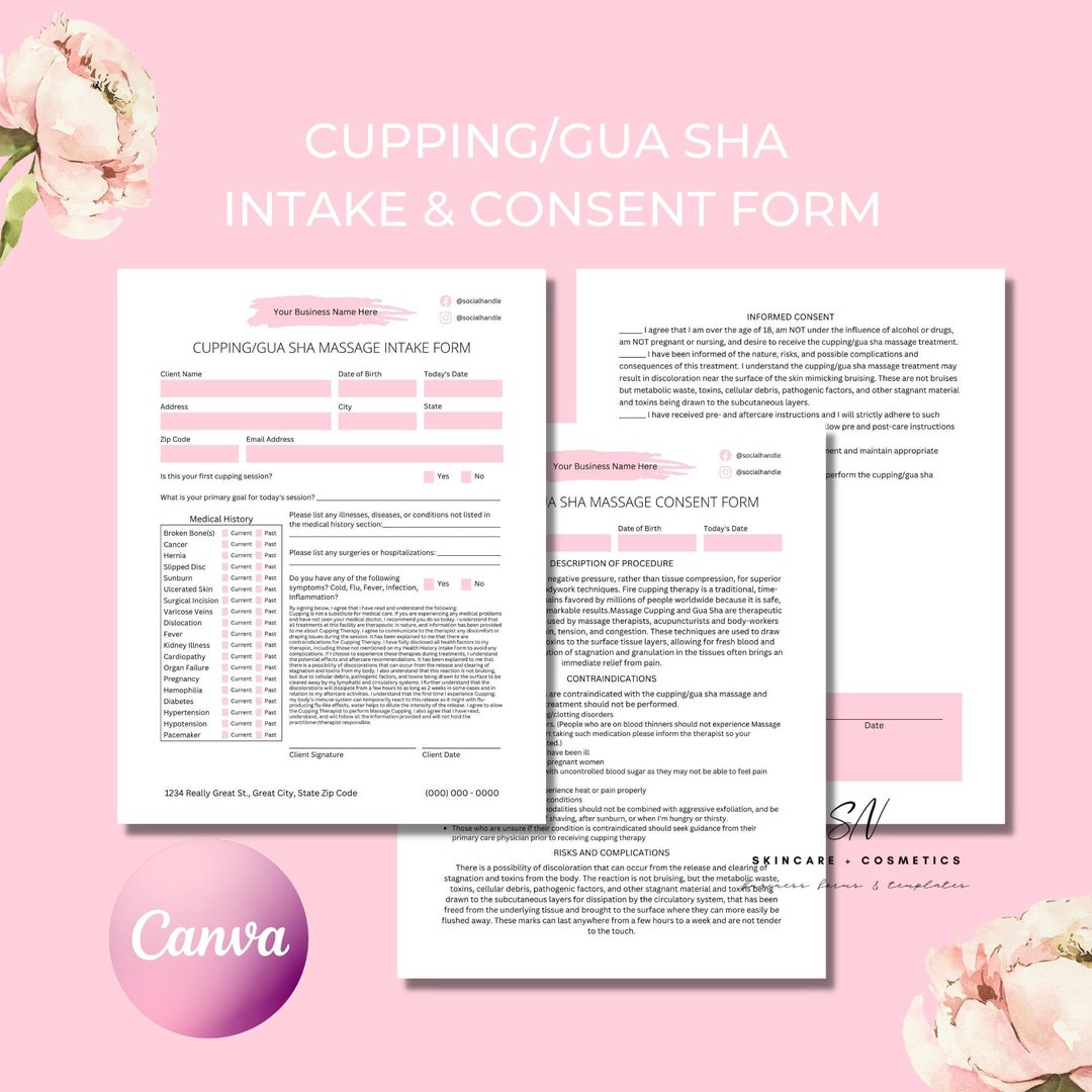 Cupping Gua Sha Intake Form Consent Form Massage Therapy - Etsy Hong Kong