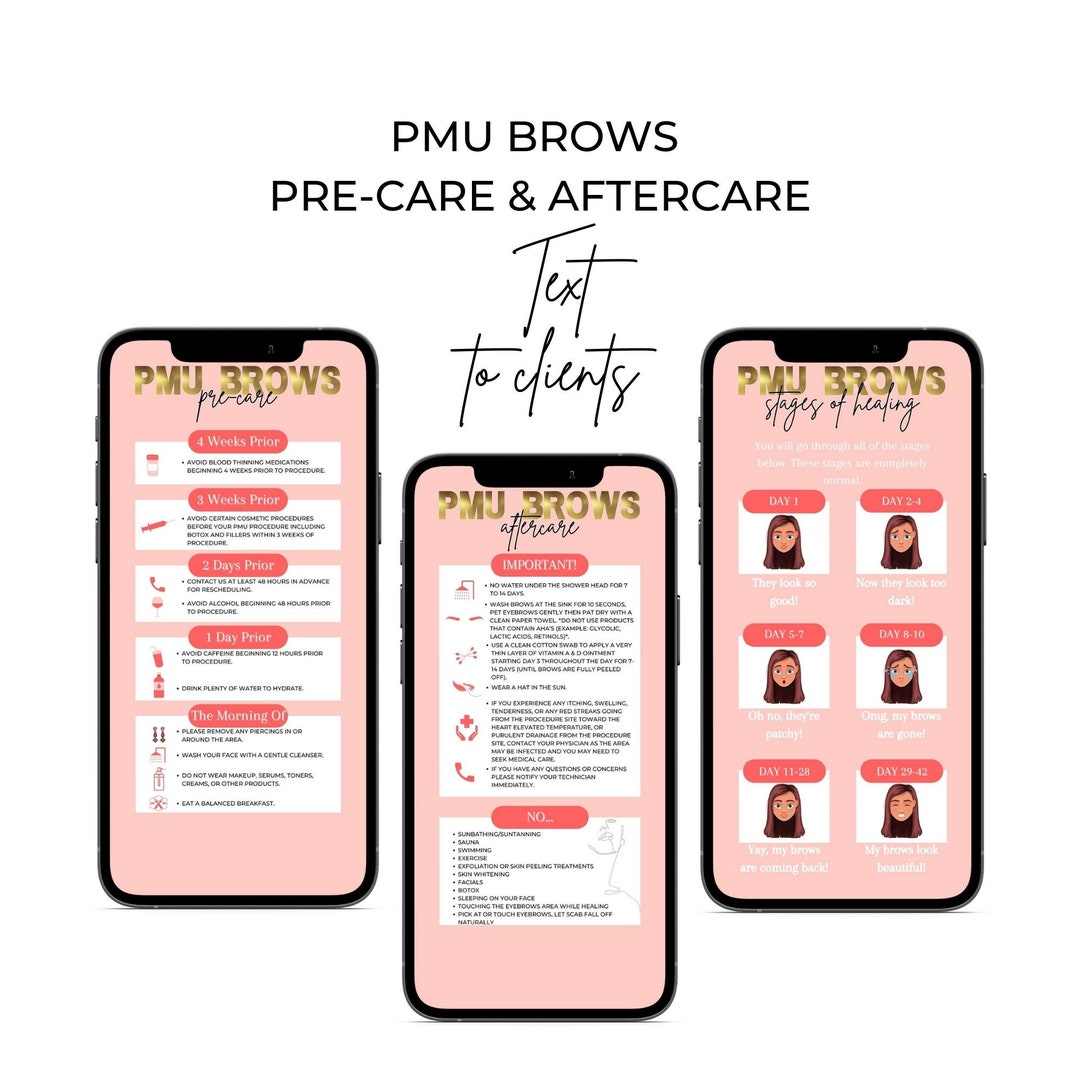 PMU Brows Aftercare, PMU Brows Pre-care, Permanent Makeup Care, DIY ...