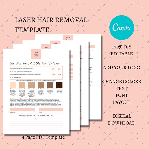 Laser Hair Removal Forms With Fitzpatrick Scale I DIY Editable - Etsy