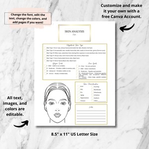 Skin Analysis Template Forms I Male Female Face Charts I DIY Editable ...