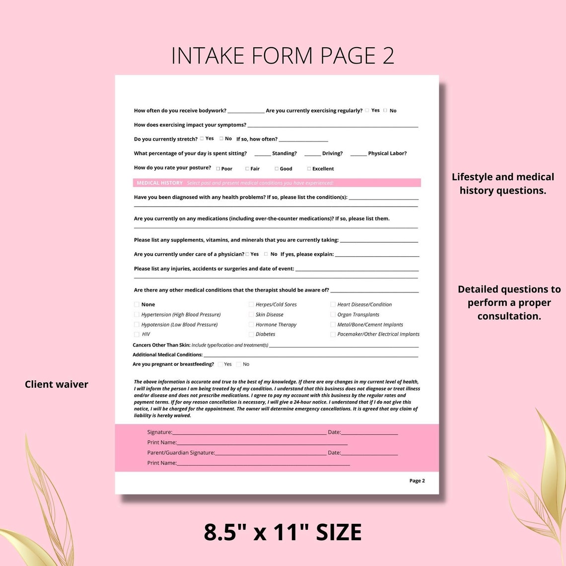 Fascial Stretch Therapy Intake and Consent Form, Canva Template - Etsy