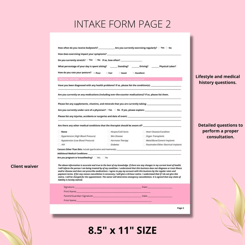 Fascial Stretch Therapy Intake and Consent Form Body Diagram - Etsy
