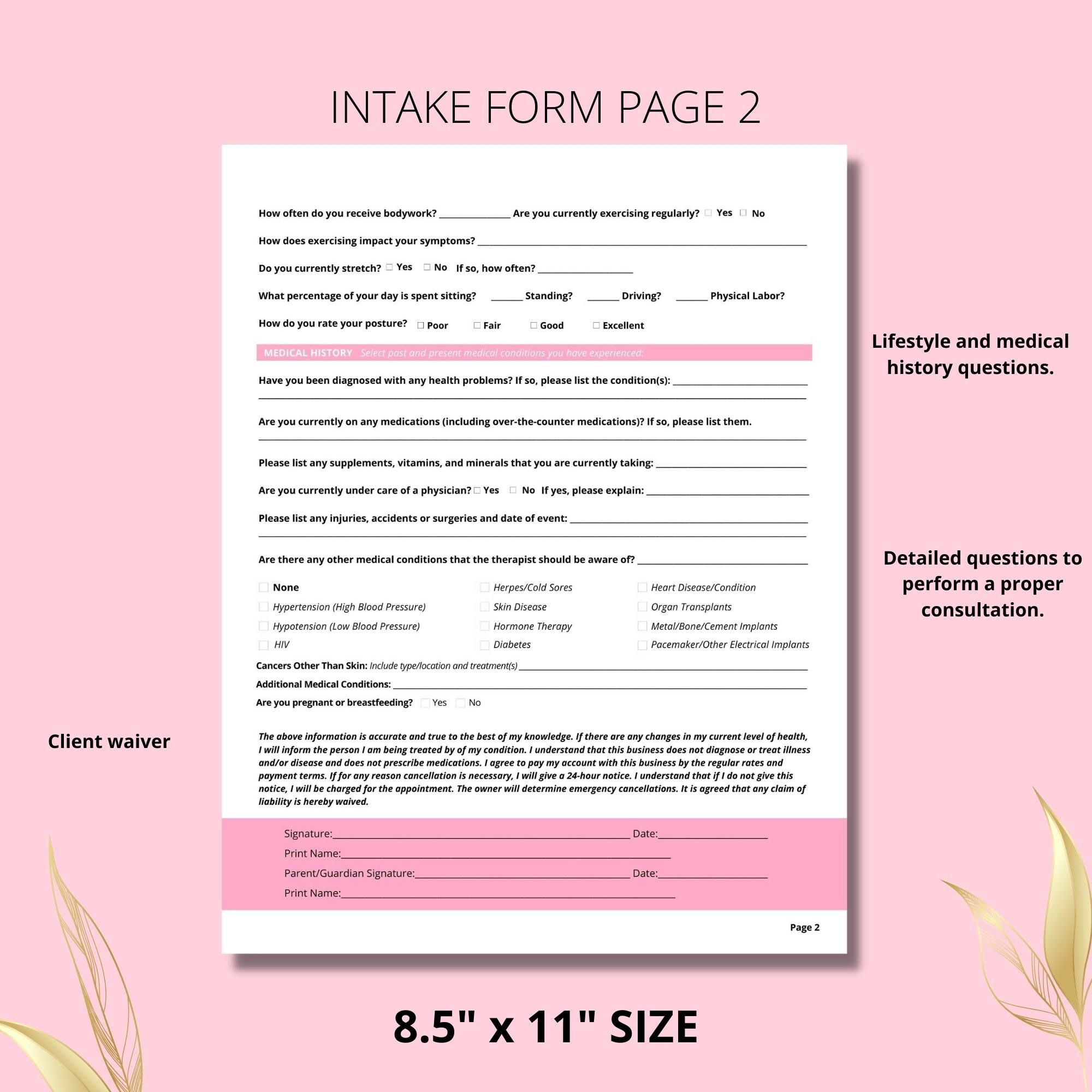 Fascial Stretch Therapy Intake and Consent Form Body Diagram - Etsy