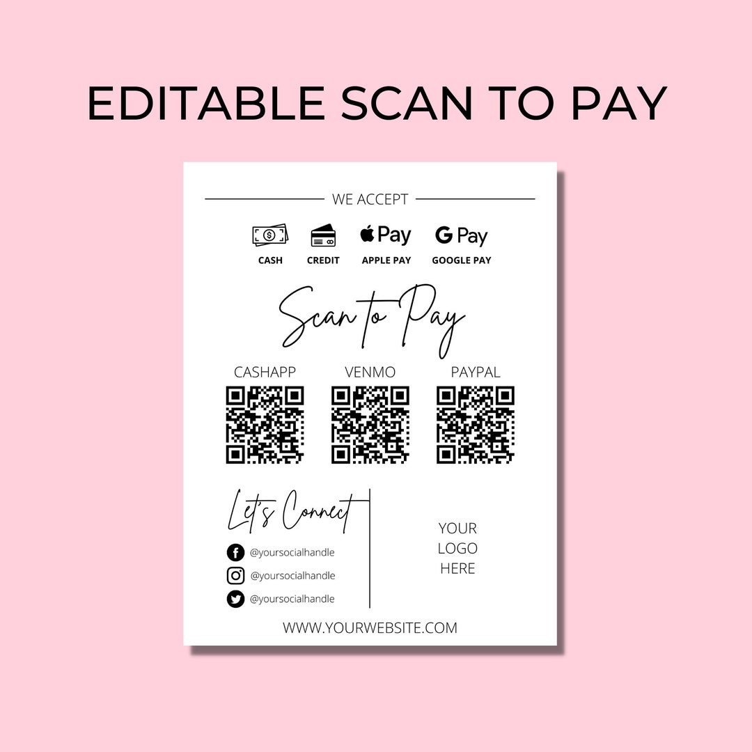 Scan to Pay Template, Day Spa QR Code Pay Sheet, Esthetician Service ...