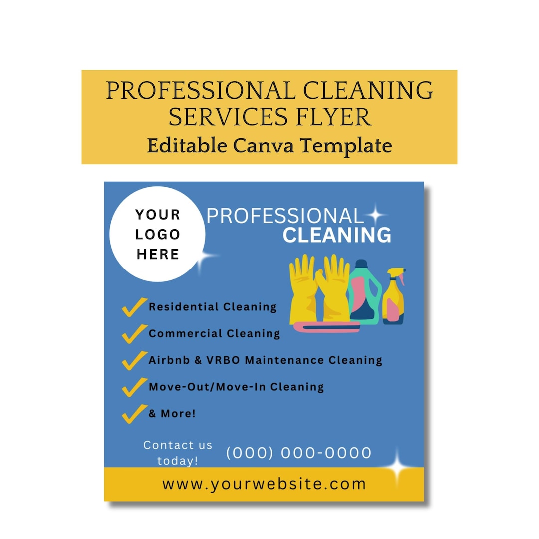 Professional Cleaning Business Flyer, Editable Template, Residential ...