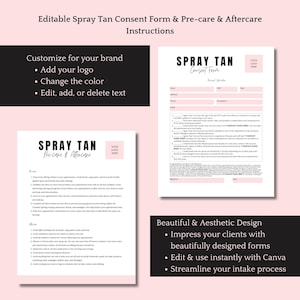 Editable Spray Tan Forms, Spray Tan Salon Business Forms, Spray Tan ...