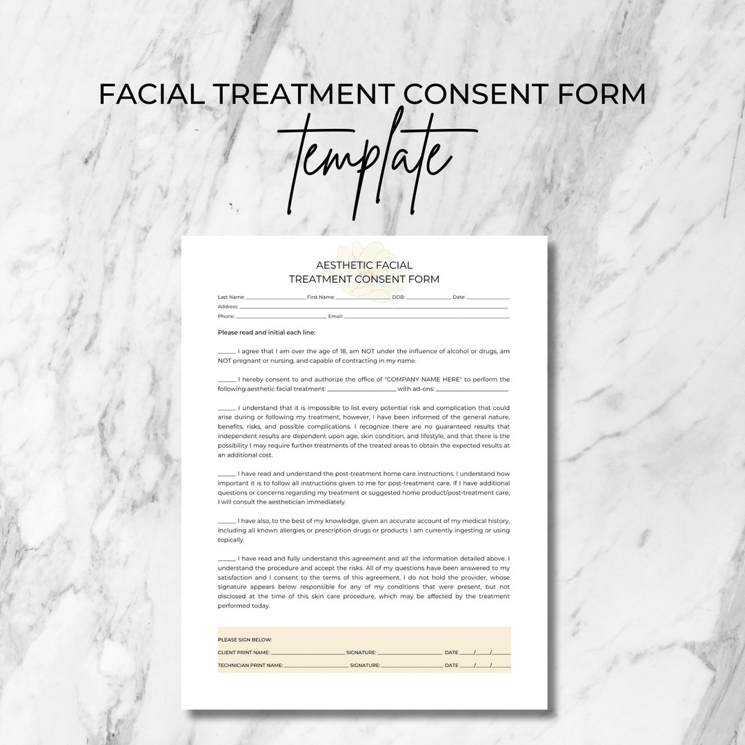 Aesthetic Facial Treatment Consent Form, DIY Editable, Canva Template ...