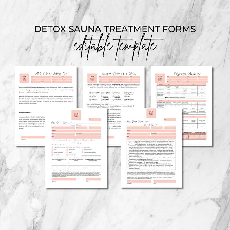 Detox Sauna Forms Template, Esthetician Client Forms (editable Canva ...