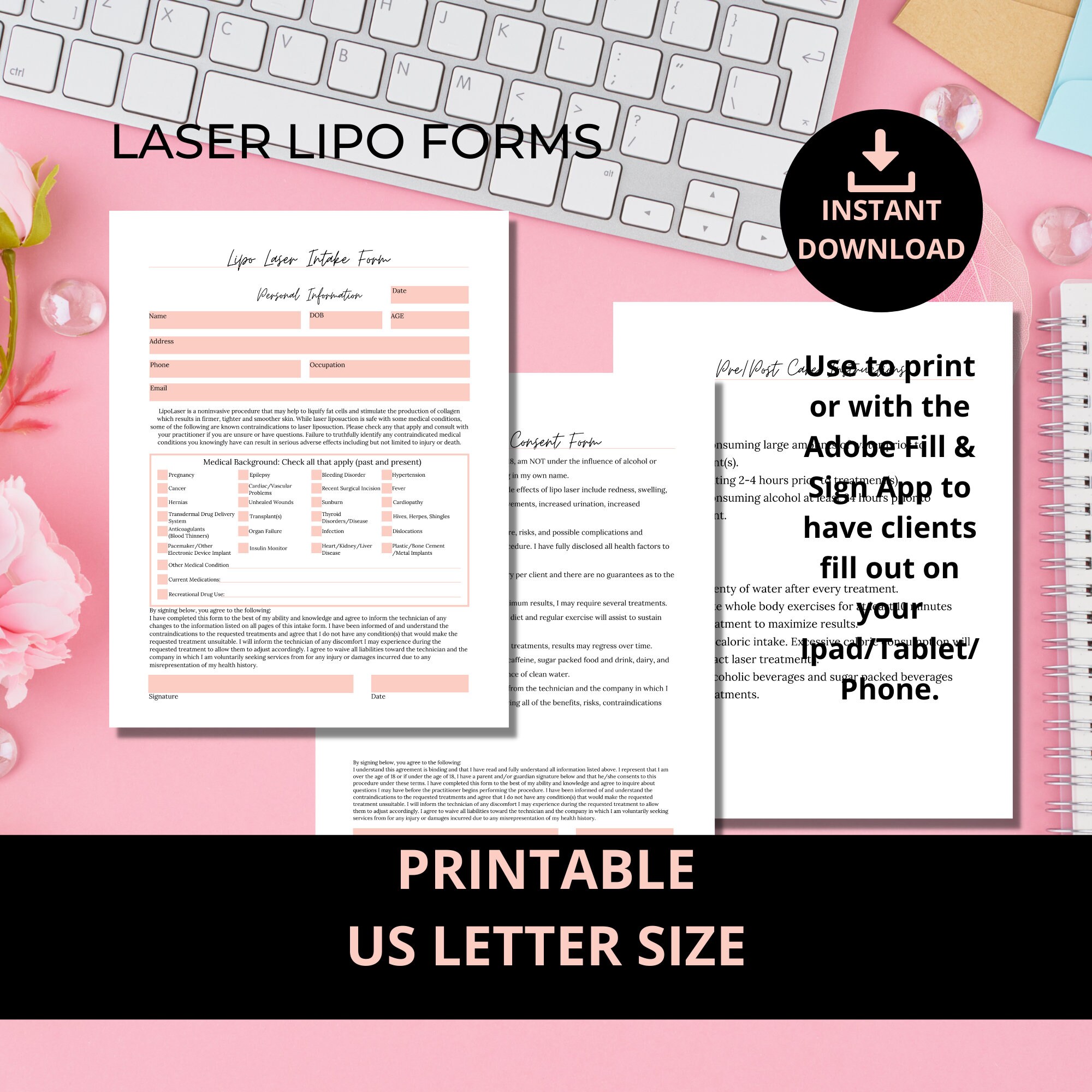 Laser Lipo Intake Consent Aftercare Forms I Body Contouring I - Etsy