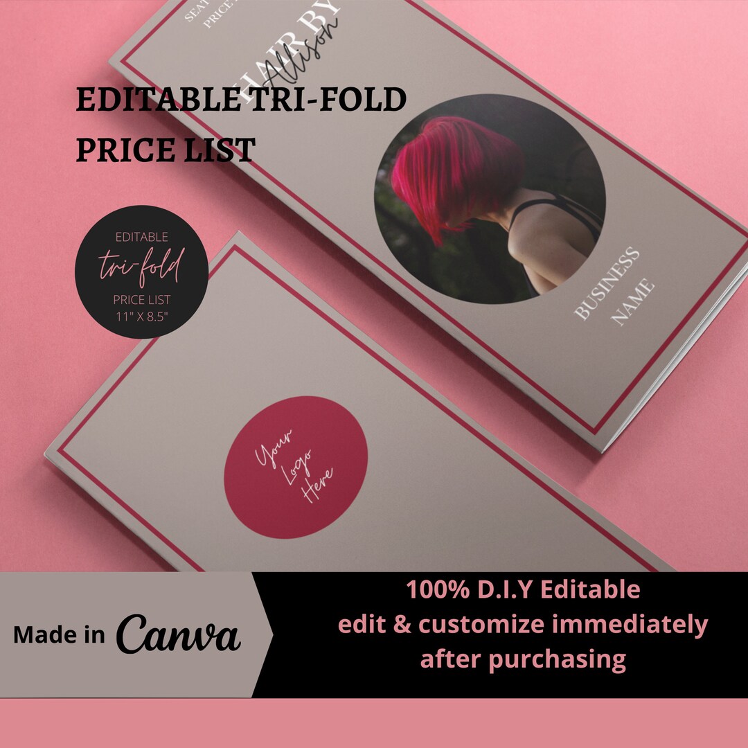 Editable Price List Template Tri-fold Pricing List Design - Etsy
