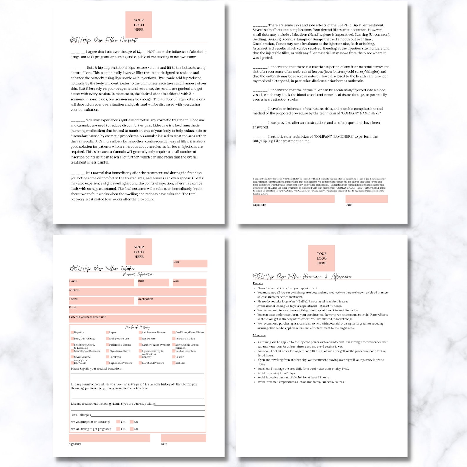 Editable BBL Hip Dip Filler Intake Form I Consent Form I | Etsy