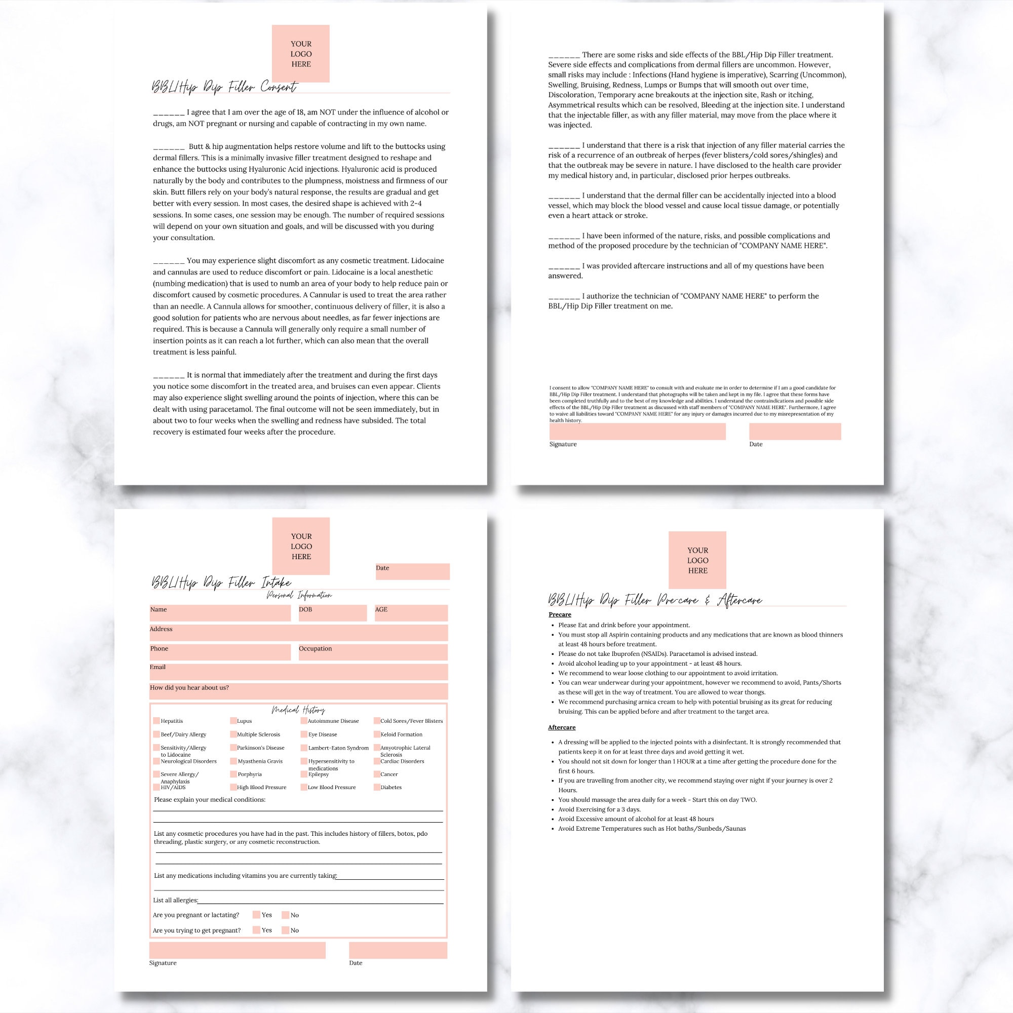 Editable BBL Hip Dip Filler Intake Form I Consent Form I | Etsy UK