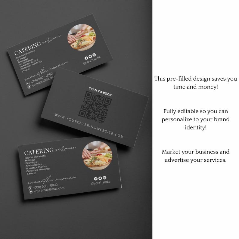Editable Catering Service Business Card Template, Food Service ...