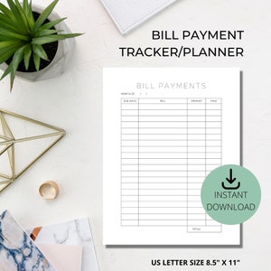 Bill Payment Printable, Printable Bill Payment PDF, Expense Tracker ...