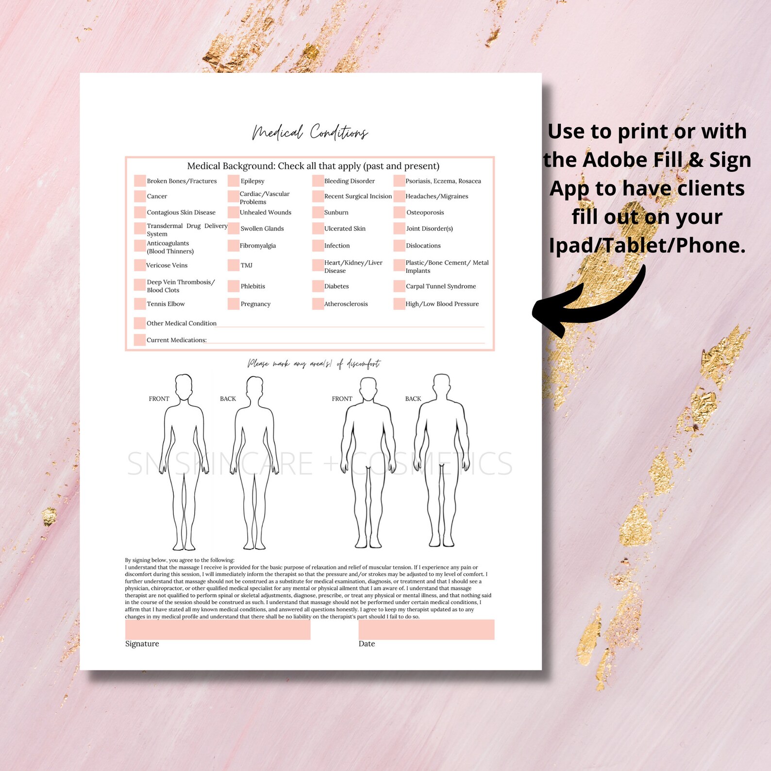 Massage Form Intake Form Body Diagram Massage Consent Form - Etsy