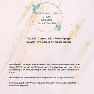 Vajacial and Derriere Informed Consent & Pre-care Aftercare Handout I ...