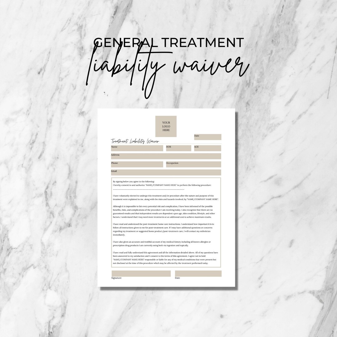 General Treatment Liability Waiver, Editable Business Form (printable ...