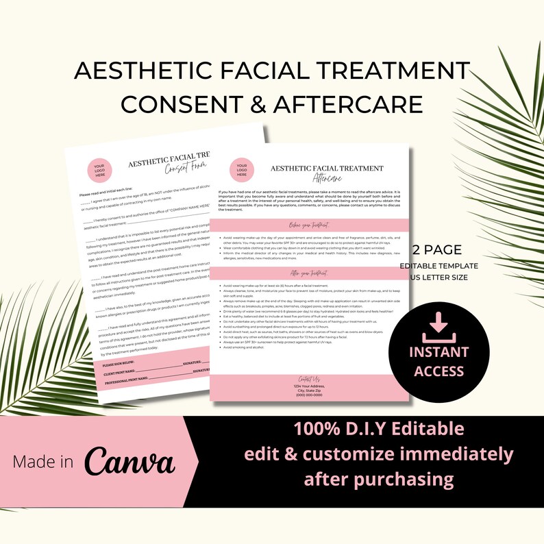 Aesthetic Facial Treatment Consent Form Editable Template - Etsy