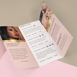 Editable Lash Extension Brochure Template, Tri-fold Brochure Design ...