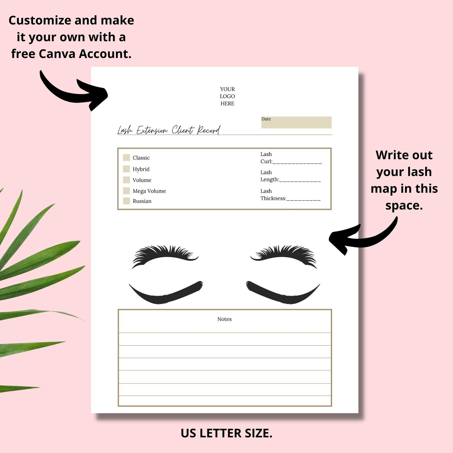 Editable Lash Extension Client Form Template I 3 Page Canva - Etsy