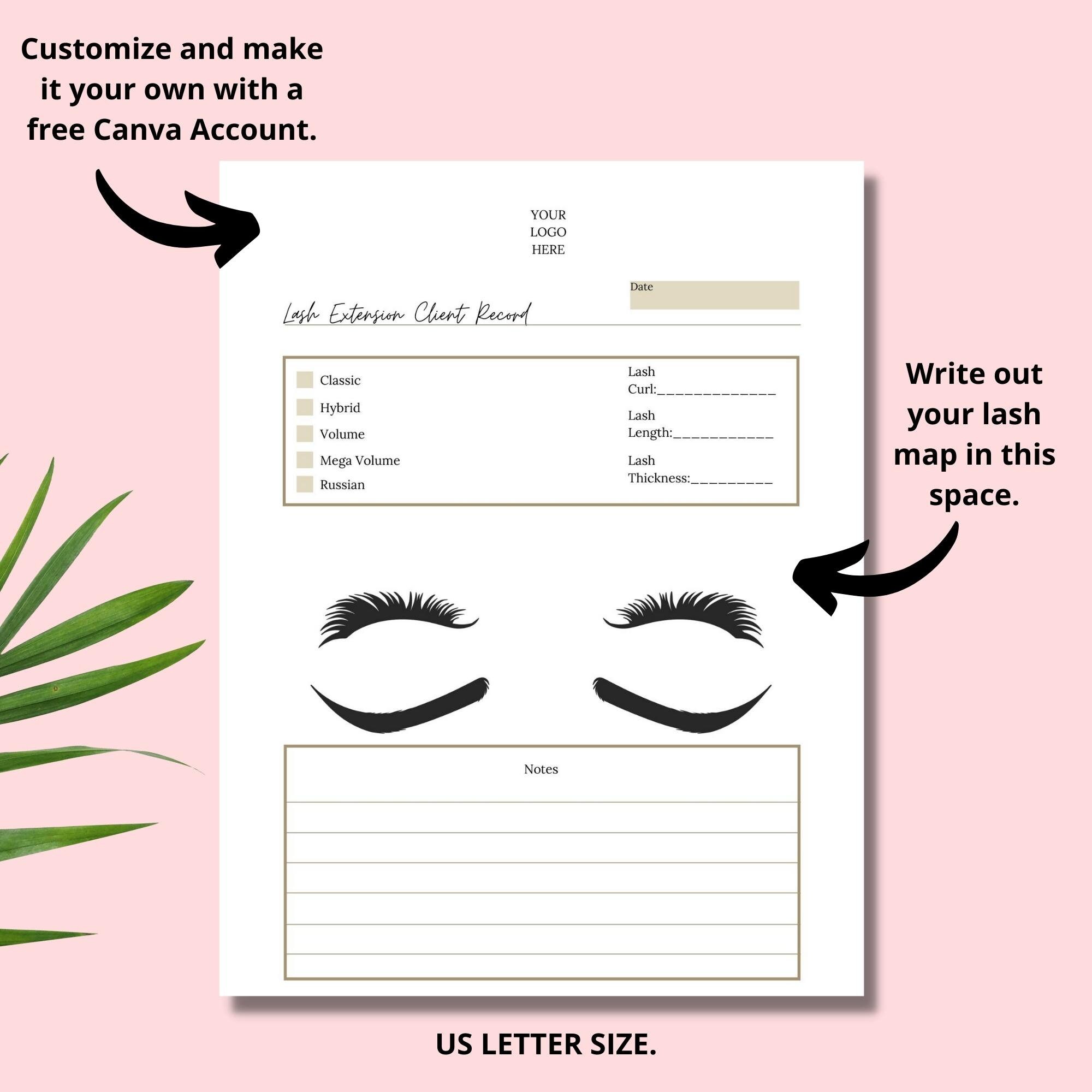 Editable Lash Extension Client Form Template I 3 Page Canva - Etsy Canada