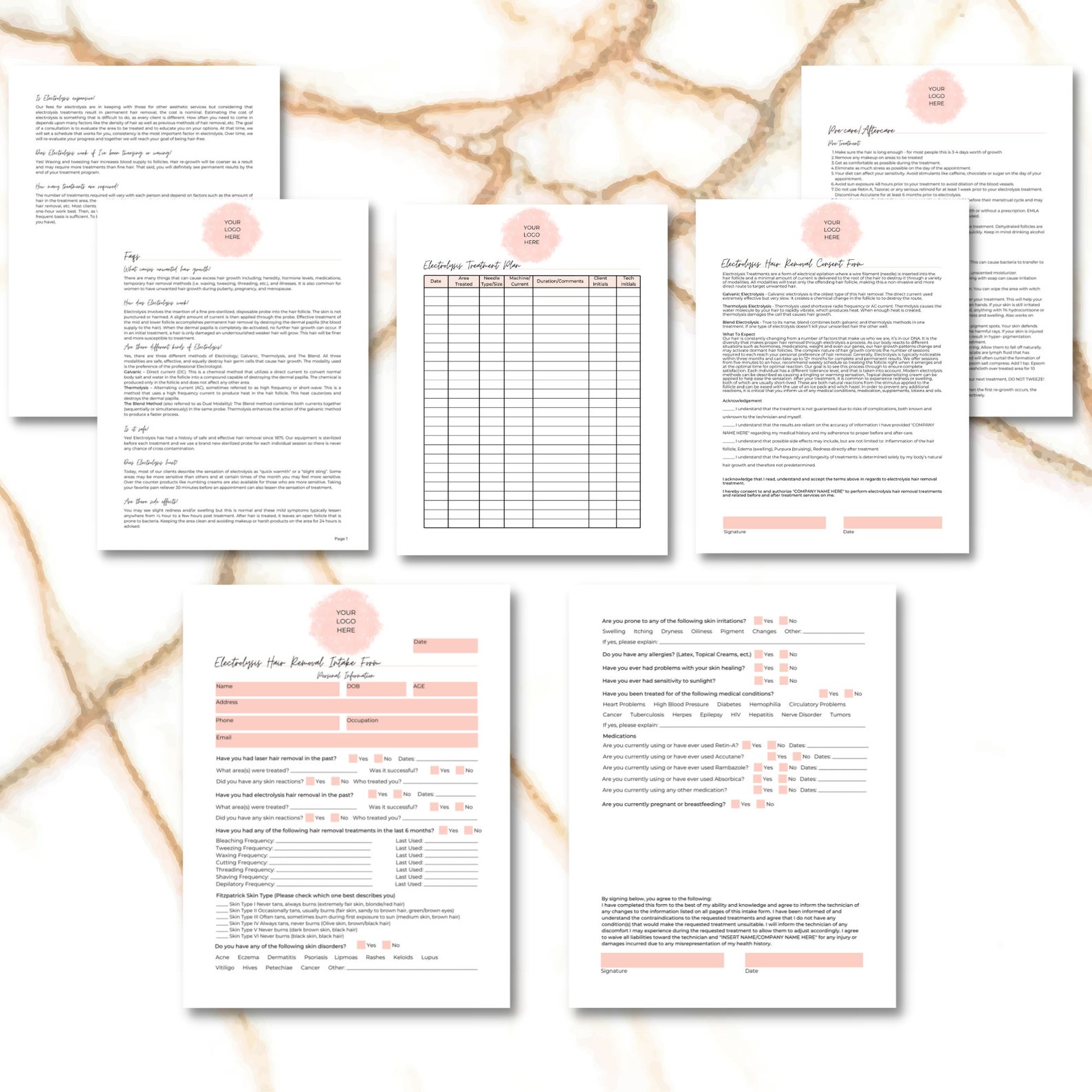 Editable Electrolysis Hair Removal Forms, Med Spa Client Treatment Plan ...