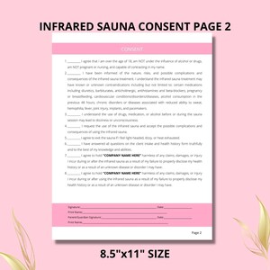 Infrared Sauna Consent Form, DIY Editable Printable 2 Page Canva ...