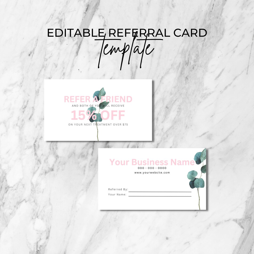 Editable Client Referral Card, Feminine Refer a Friend Template ...