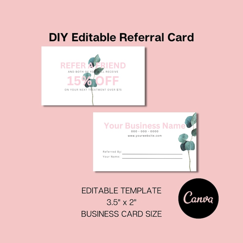 Editable Client Referral Card Feminine Refer a Friend - Etsy
