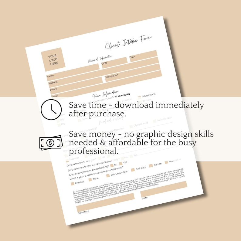 Esthetician Client Intake Form Template (editable in Canva) - Etsy
