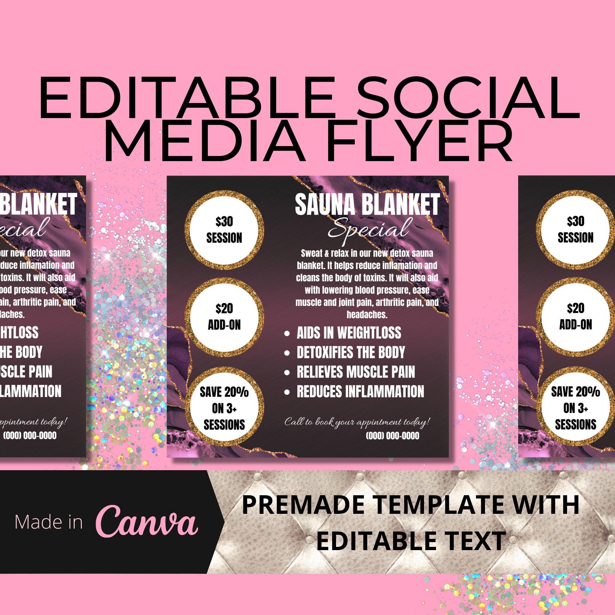 Editable Detox Sauna Blanket Specials Social Media Flyer I | Etsy