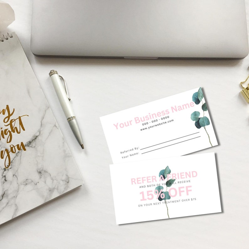 Editable Client Referral Card Feminine Refer a Friend - Etsy