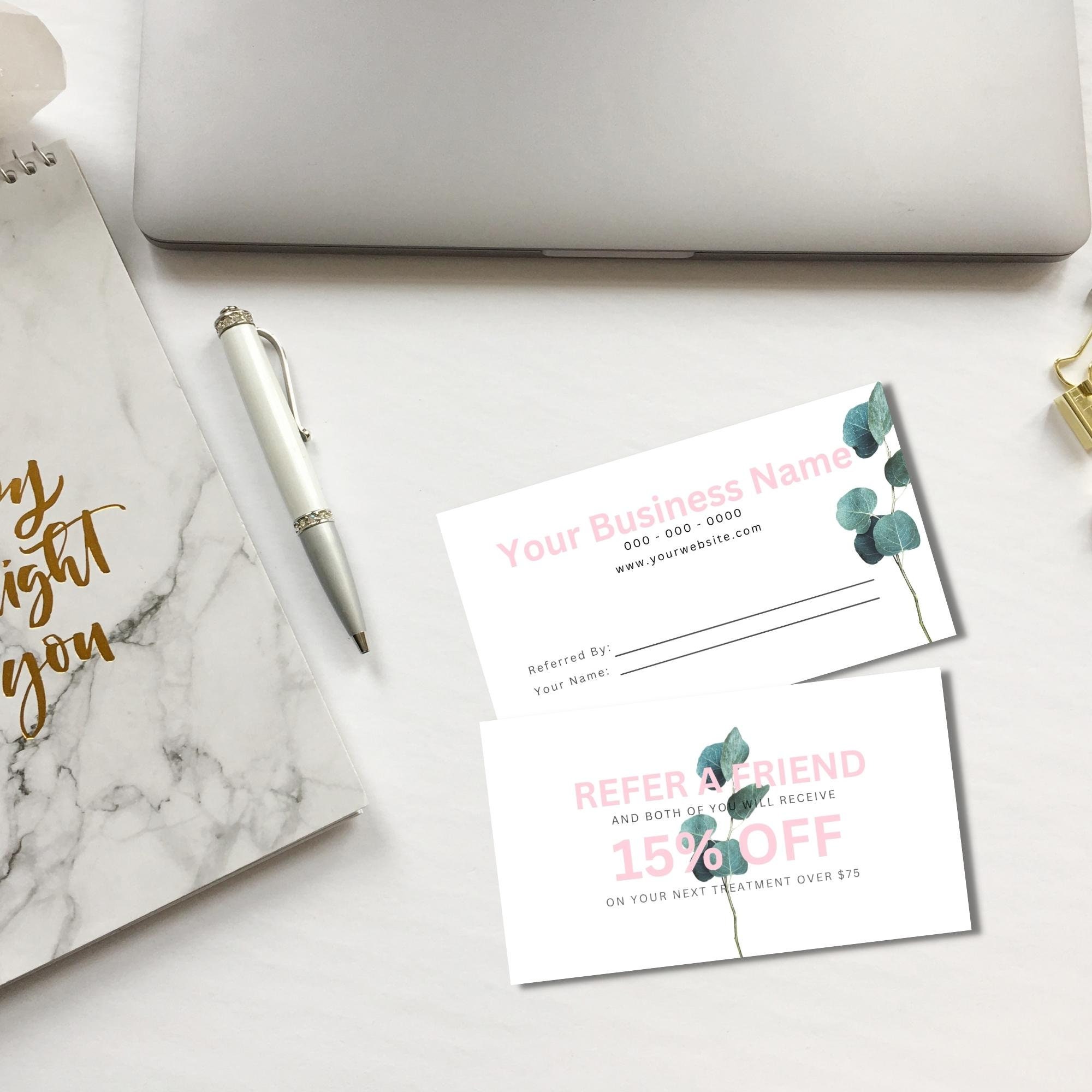 Editable Client Referral Card Feminine Refer a Friend - Etsy