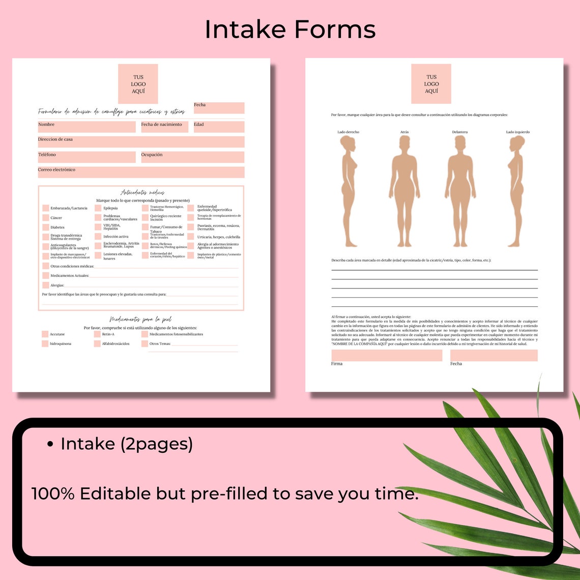 Editable Scar & Stretch Mark Camouflage Forms in English and - Etsy