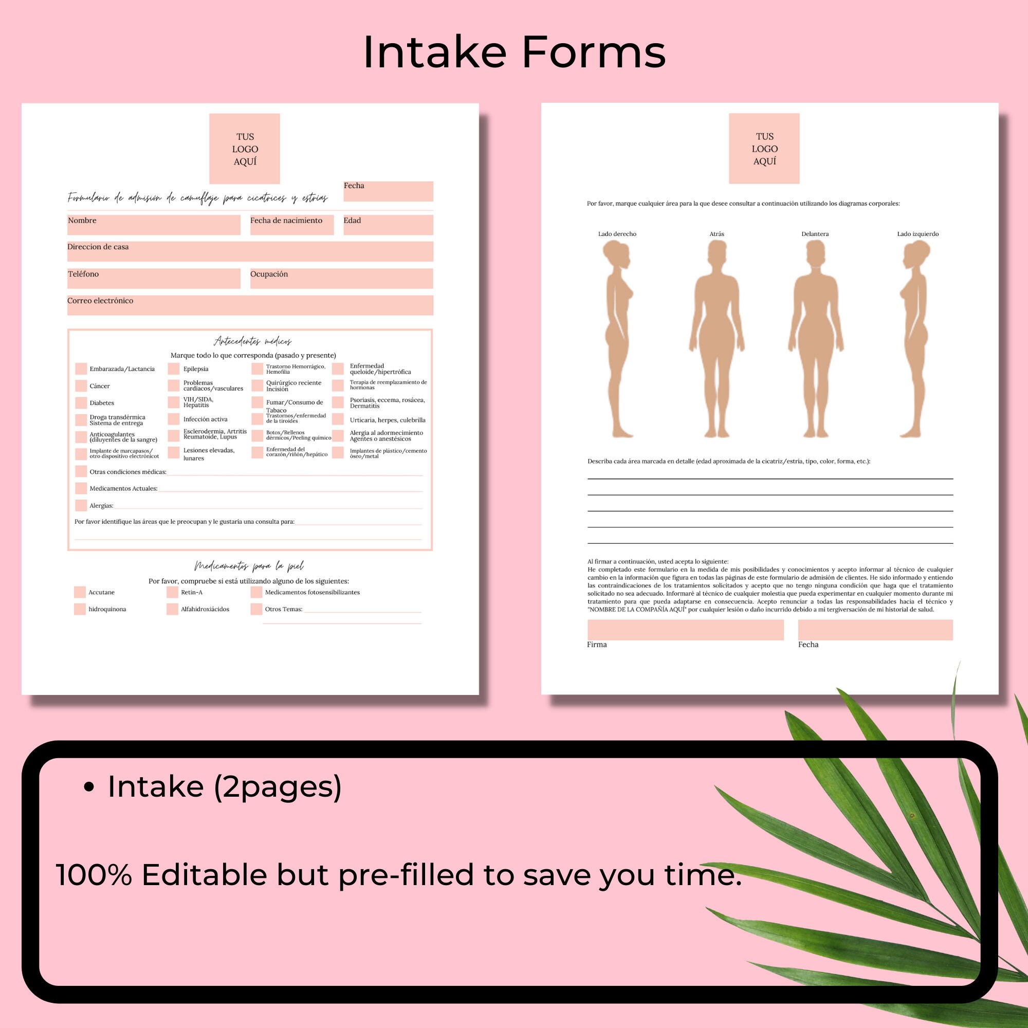Editable Scar & Stretch Mark Camouflage Forms in English and - Etsy Canada