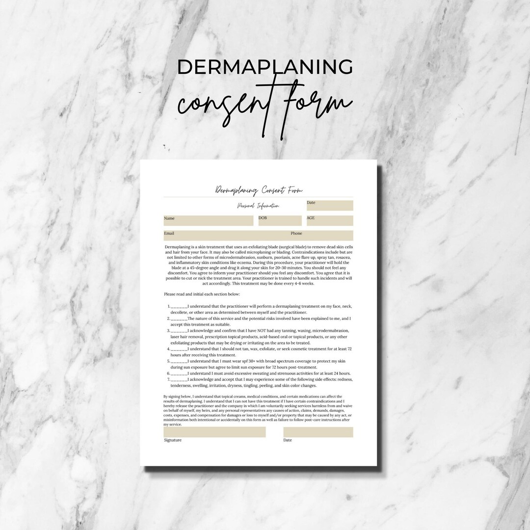 Dermaplaning Consent Form, Printable Esthetician Form, PDF, Instant ...